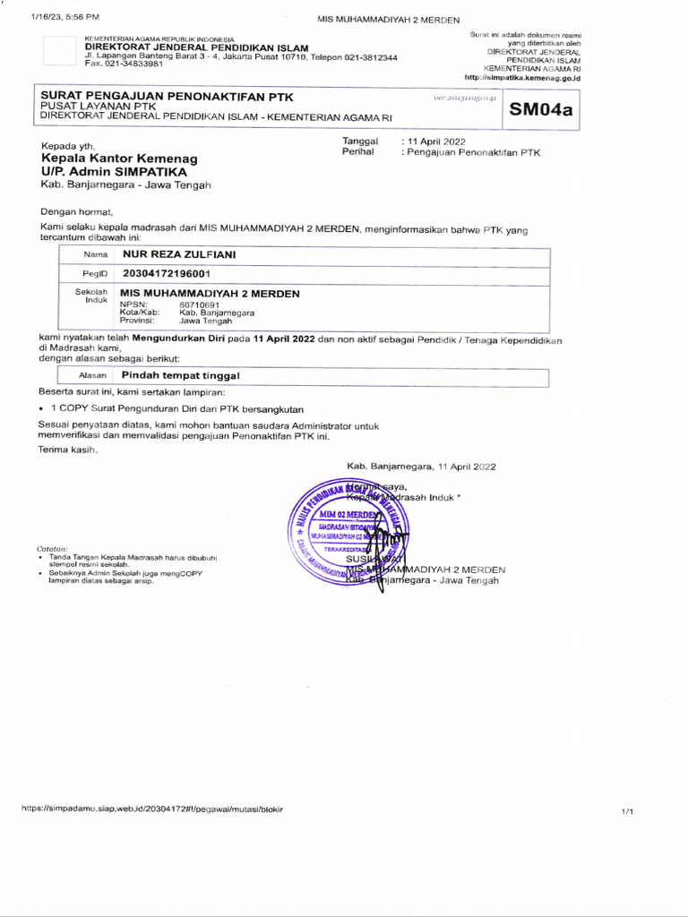 Pengunduran Diri Reza | PDF