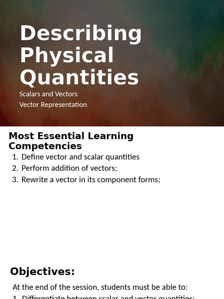Q1L3 Describing Physical Quantities | PDF | Euclidean Vector | Quantity