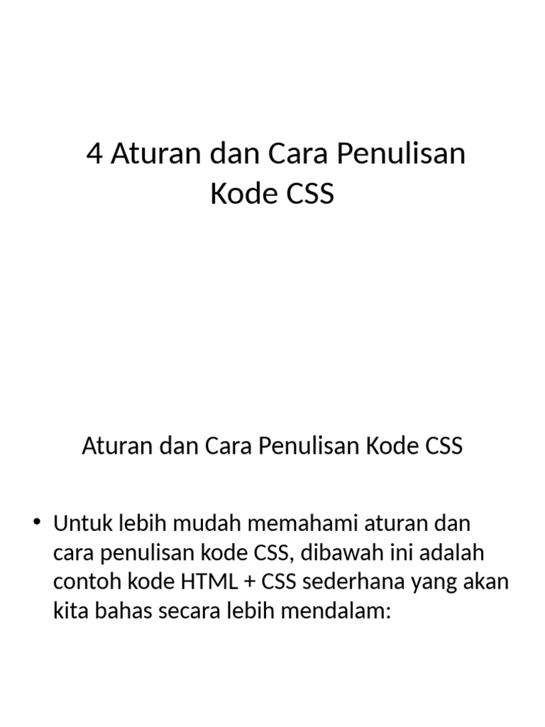 4 Aturan Dan Cara Penulisan Kode CSS | PDF