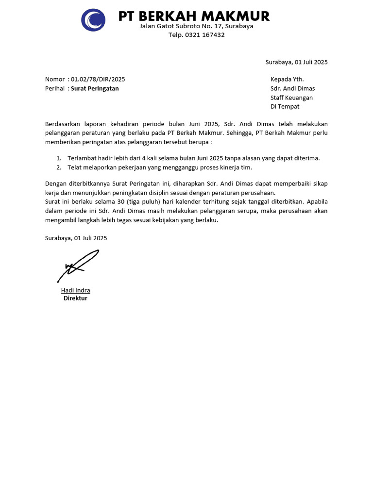 Surat Peringatan | PDF