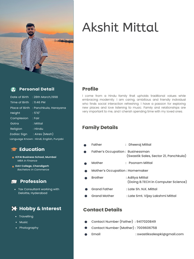 BioData Akshit Mittal | PDF