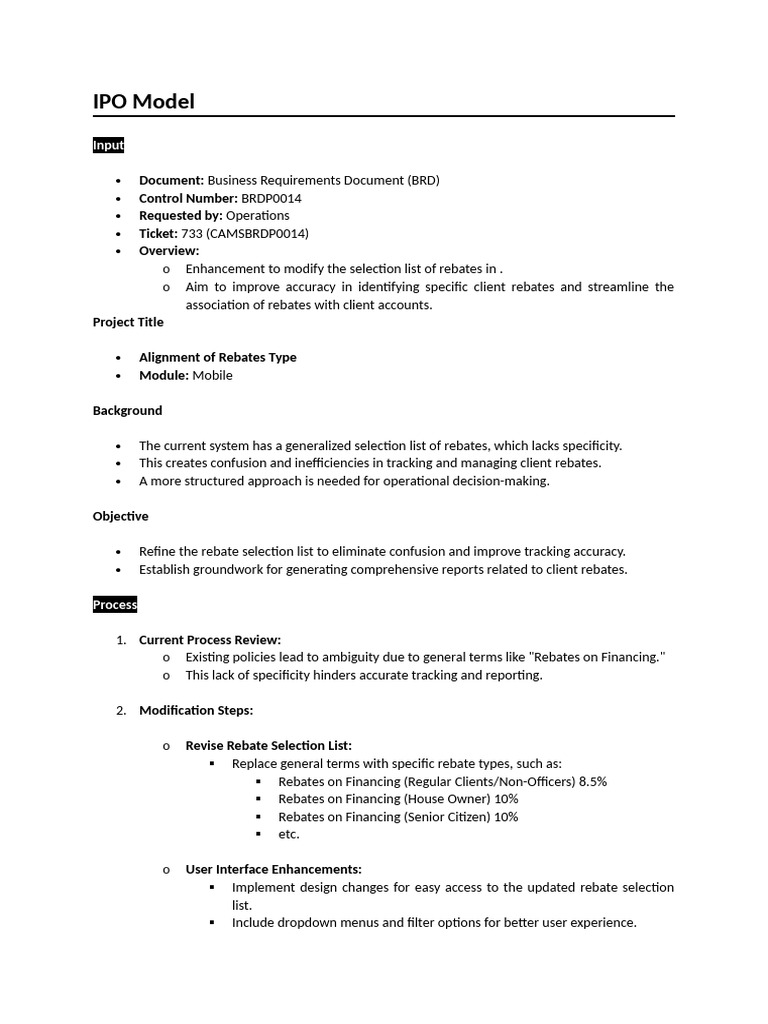 Ipo Model For Rebates Alignment Pdf Usability Information Science 3285