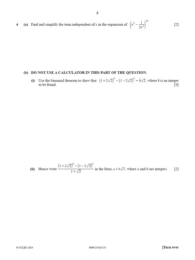 Binomial and Surds From 0606 - s24 - QP - 23 | PDF
