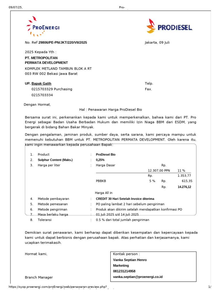 Pro-Energi - PT Berjaya Nawaplastic Indonesia | PDF
