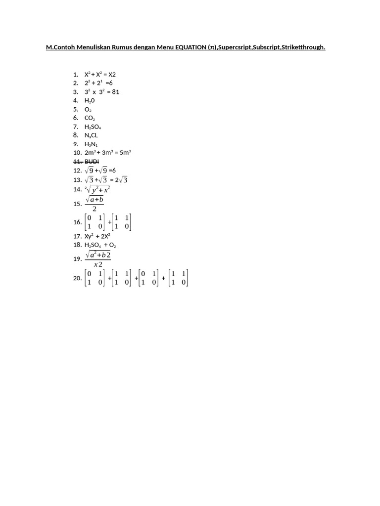 Menulis Rumus dengan Menu EQUATION | PDF