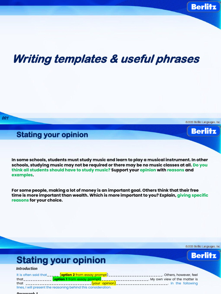 Opinion Writing Templates | PDF | Reason | Essays