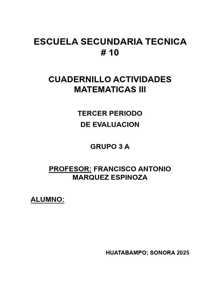 Cadernillo Matematicas 3a Tercer Trimestre | PDF