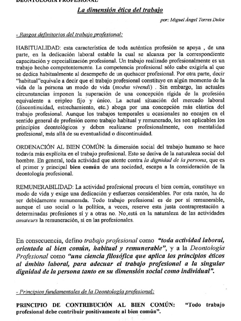 TORRES DULCE La Dimension Etica Del Trabajo 1 | PDF