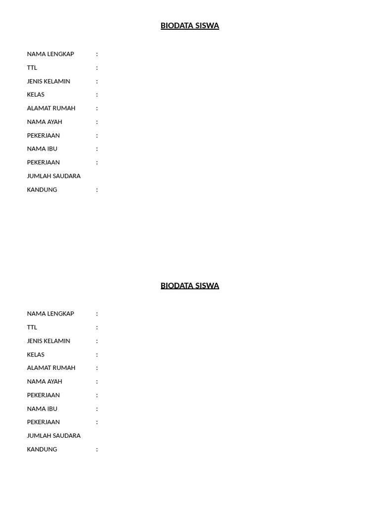 Biodata Siswa | PDF
