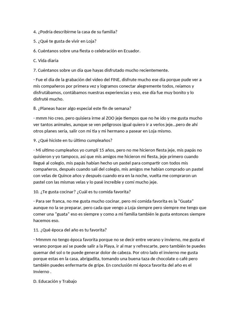Entrevista en Español | PDF | Idioma en Inglés