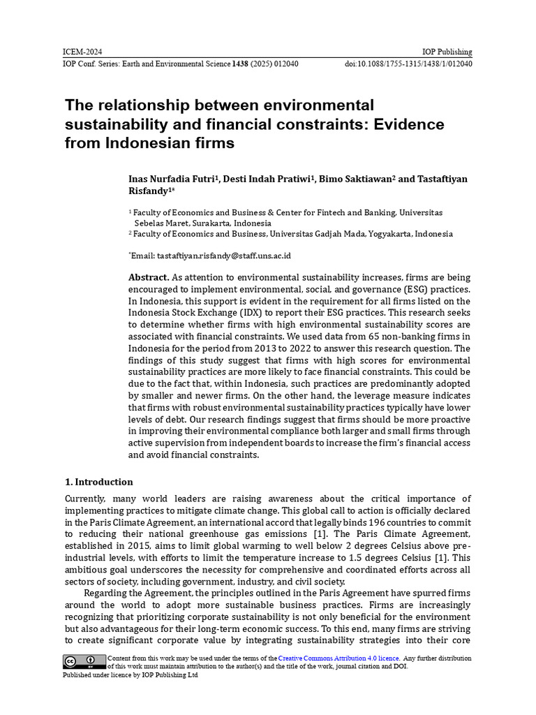 The Relationship Between Envir | PDF | Multicollinearity | Errors And Residuals