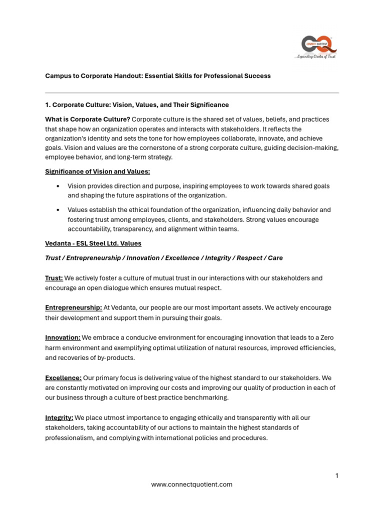 Essential Skills for Career Success | PDF | Professional Skills | Time ...