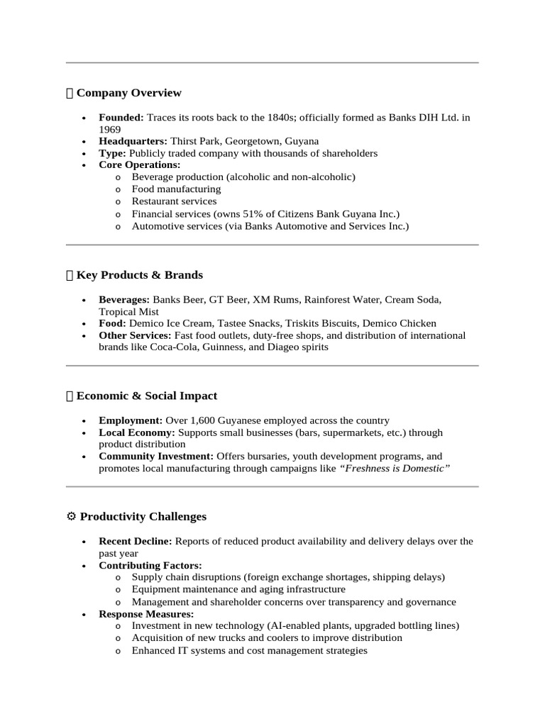 Banks DIH Info | PDF