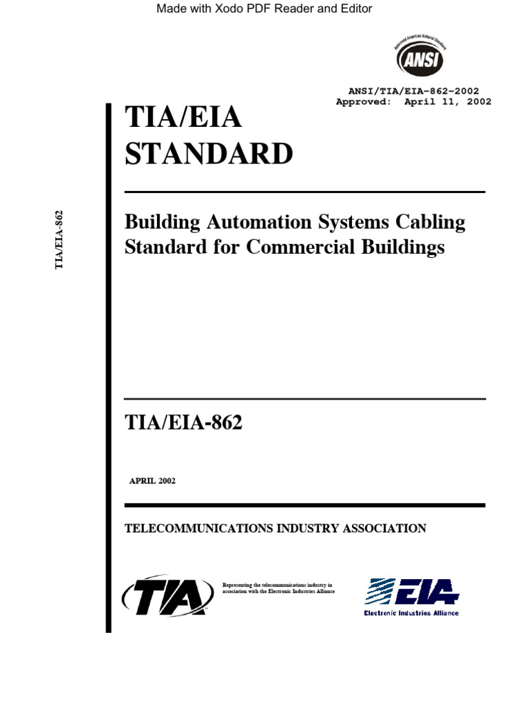 TIA/EIA-862 Building Automation Cabling | PDF | Electricity ...