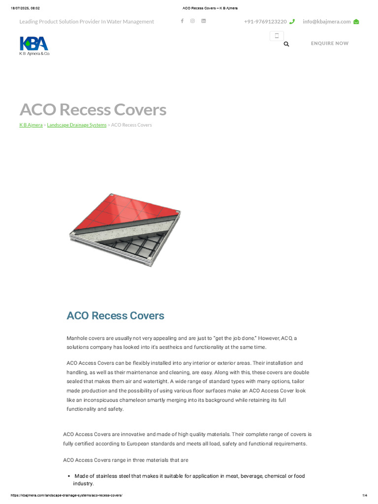 ACO Recess Covers - K B Ajmera | PDF