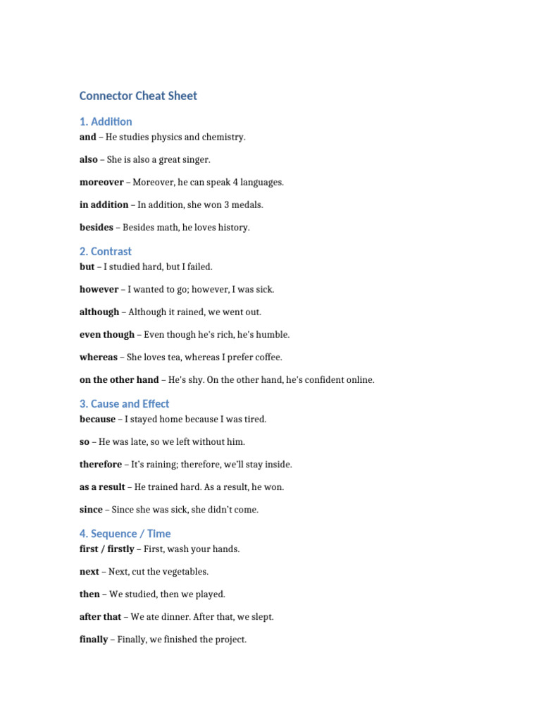 Connector Cheat Sheet-1 | PDF