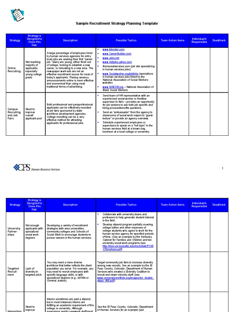 Sample Recruitment Strategy Planning Template | PDF | Recruitment ...