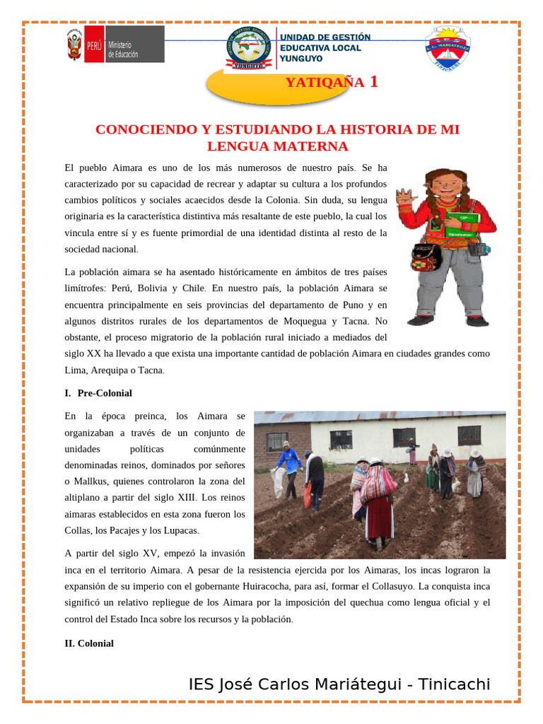 Aymara - Actividad 1 | PDF | Imperio Inca | Pueblos Indígenas de las ...