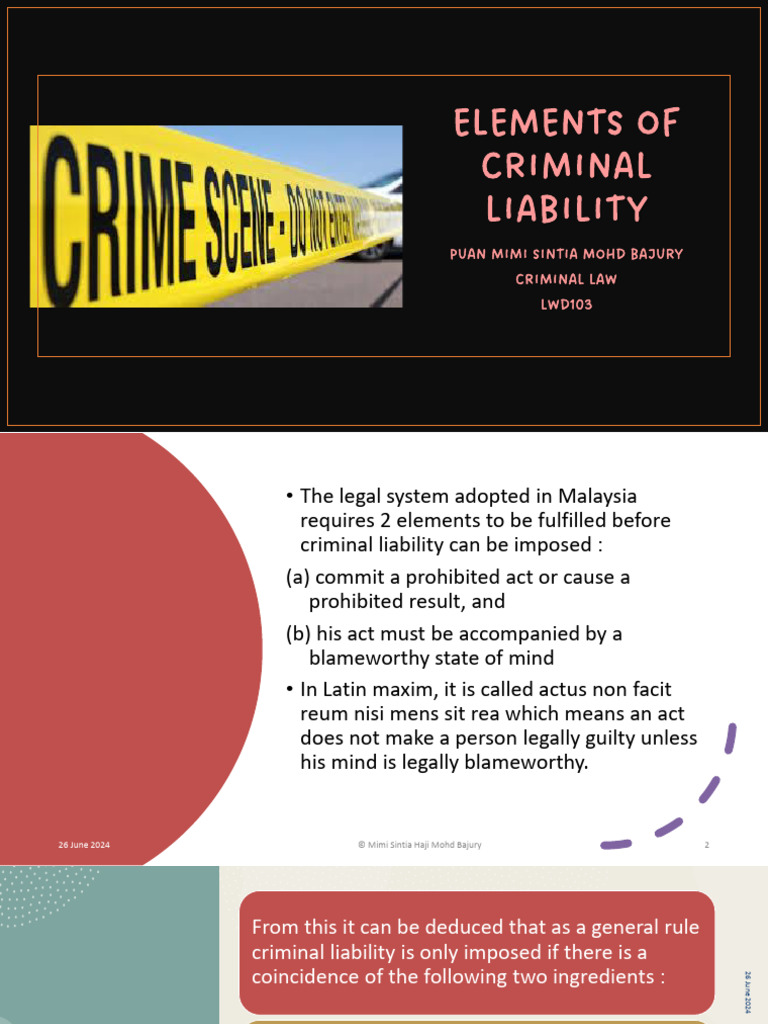 Elements of Criminal Liability Explained | PDF | Criminal Law | Mens Rea