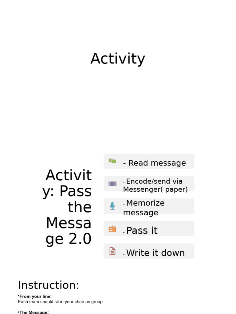 Pass the Message Activity Guide | PDF