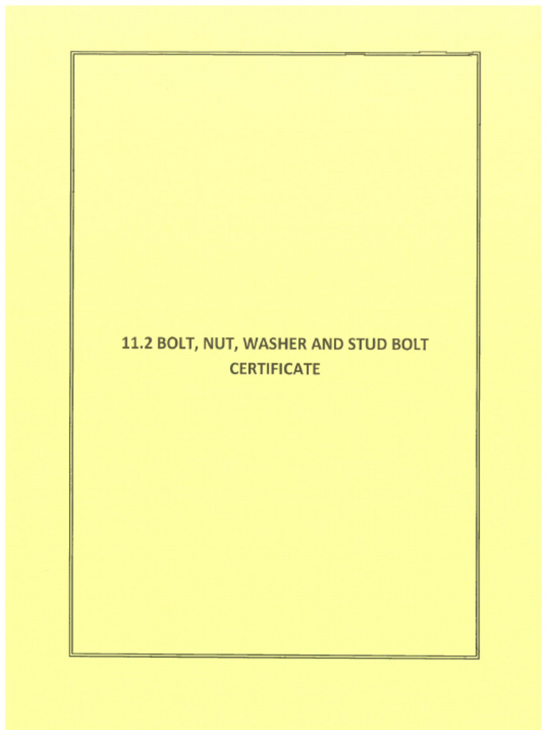 11.2 Bolt, Nut, Washer and Stud Bolt Certificate | PDF