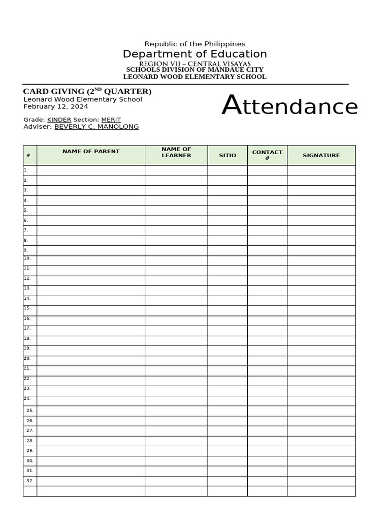 Clean Up Drive Attendance Sheet | PDF