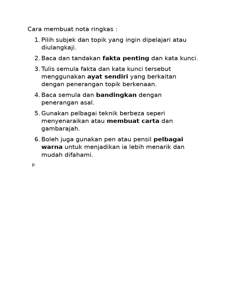 Cara Membuat Nota Ringkas | PDF