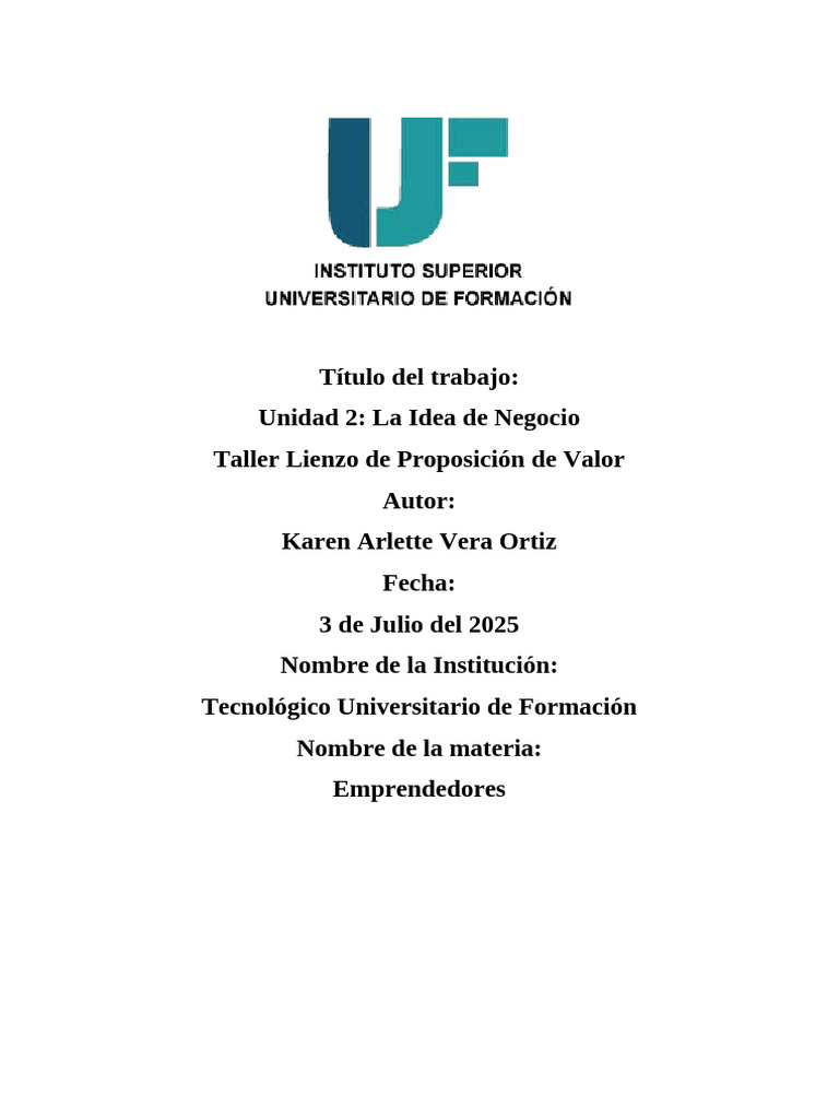 Unidad 2 La Idea de Negocio-Karen Arlette Vera Ortiz | PDF