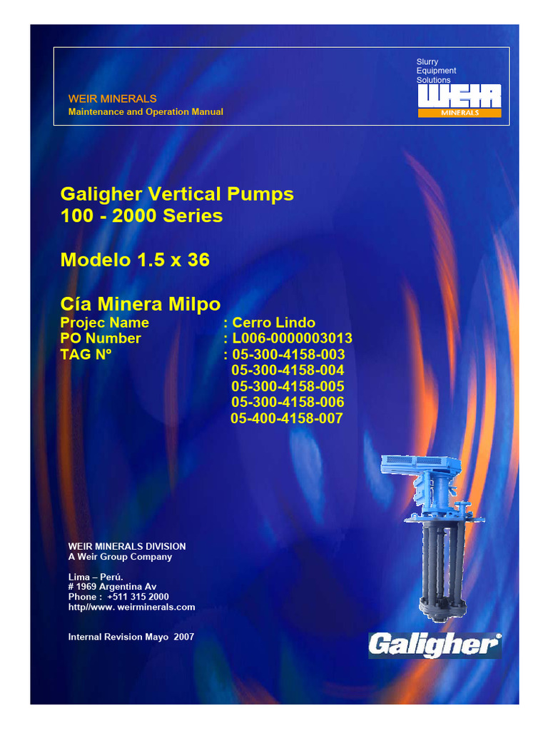 1.5 X 36 Manual Galigher | PDF | Pump | Fluid Dynamics