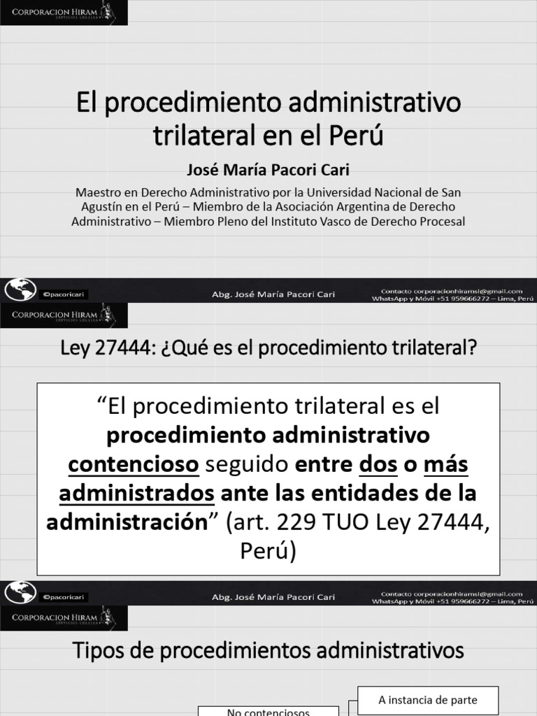 Procedimiento Administrativo Trilateral en El Perú - Autor José María Pacori Cari | PDF ...