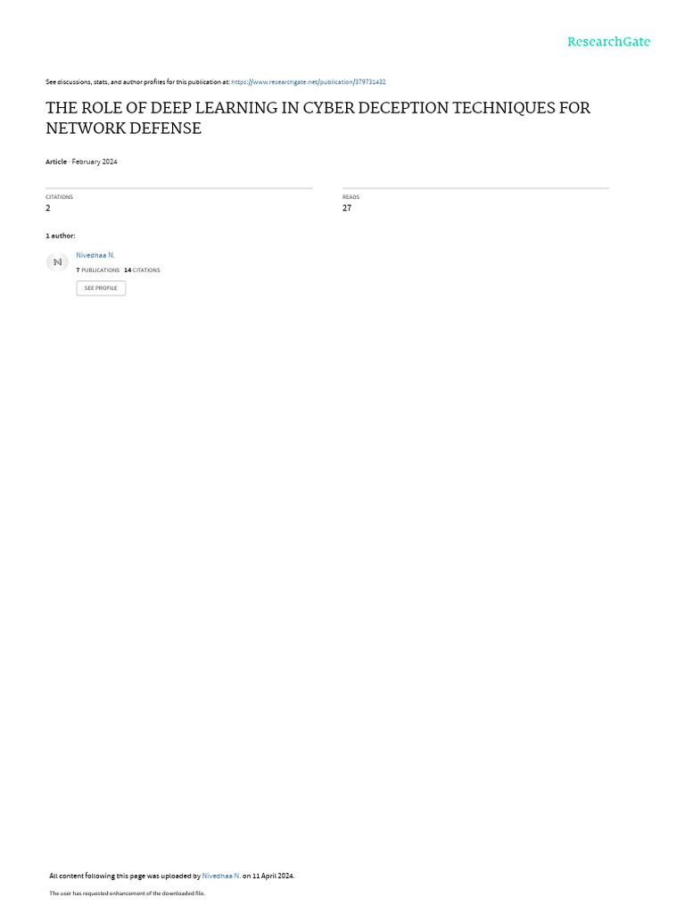 The Role of Deep Learning in Cyber Deception Techniques For Network ...