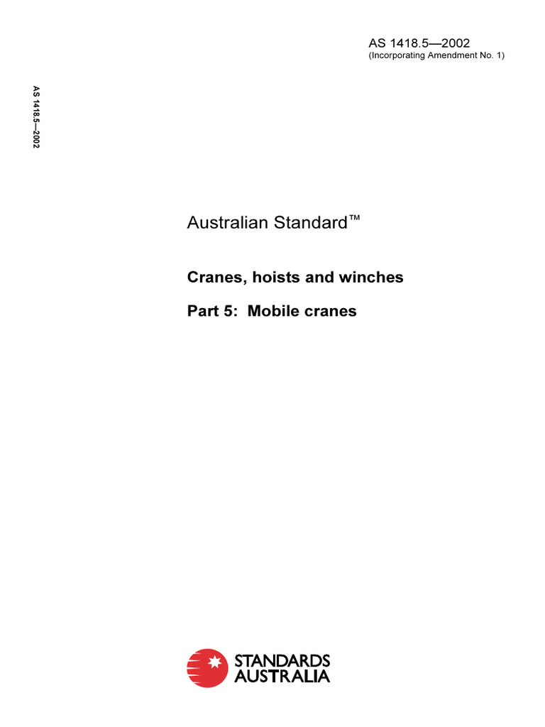 AS 1418.5- 2002 | PDF | Crane (Machine)