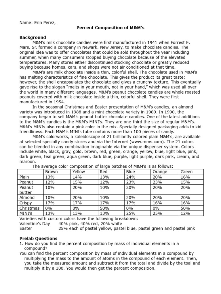 M&M's Color Composition Analysis | PDF