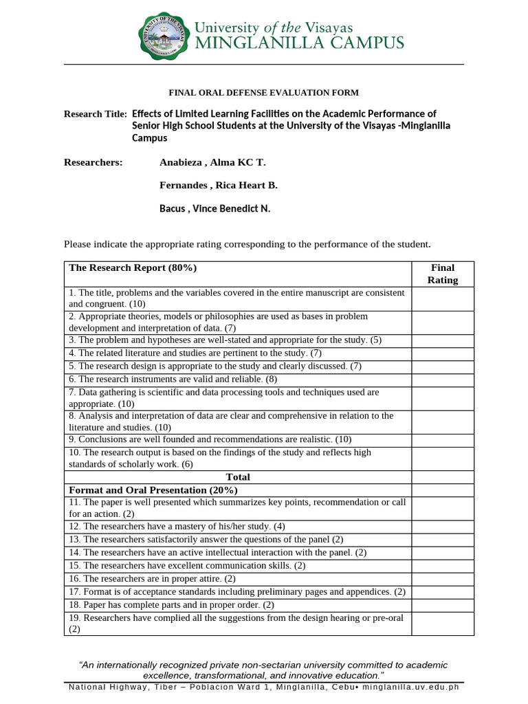 Shs Research Presentation Rubrics Final Copy 3 1 2 | PDF | Methodology ...