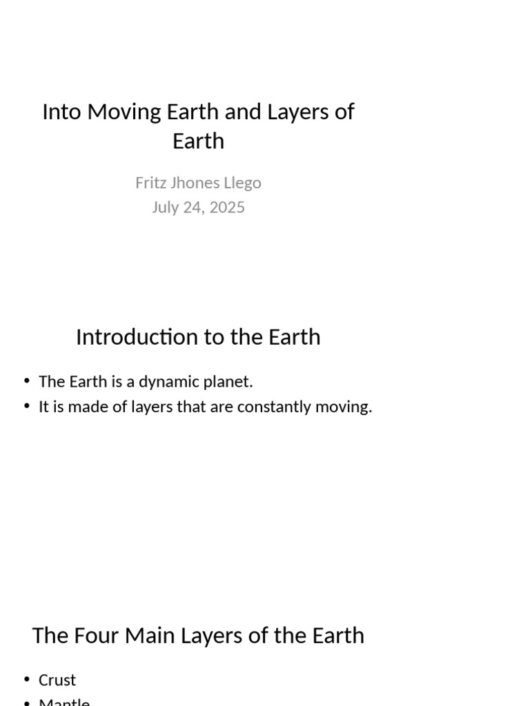 Into Moving Earth and Layers of Earth | PDF | Plate Tectonics | Volcano