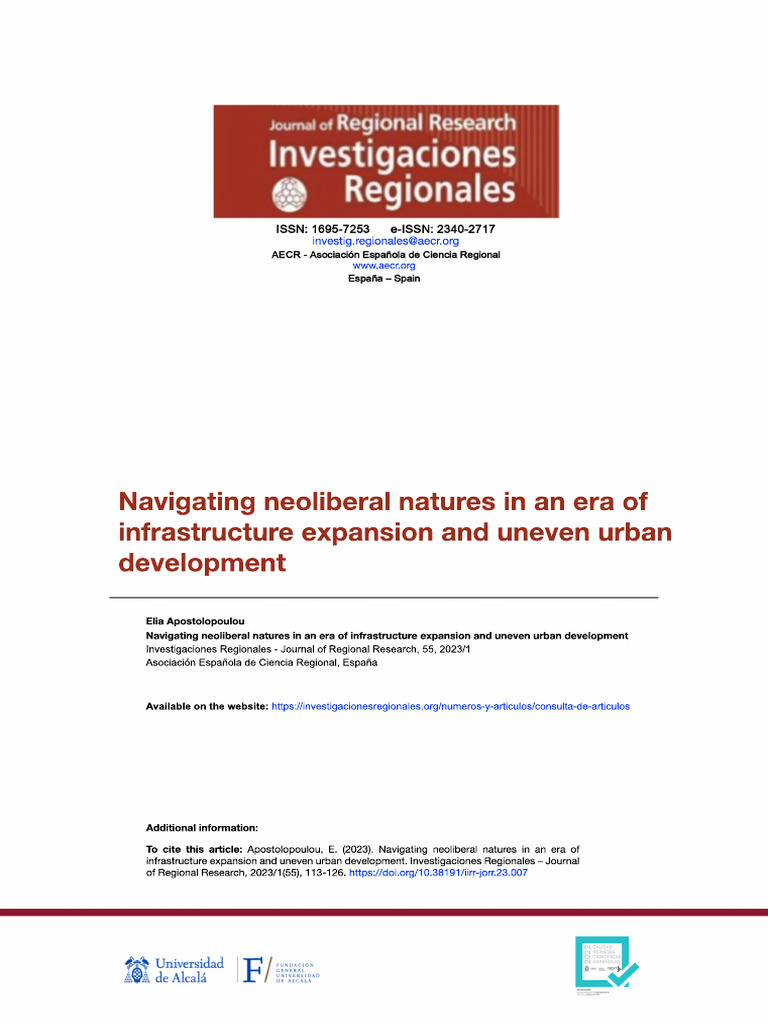 Navigating Neoliberal Natures in An Era of Infrastructure Expansion and ...