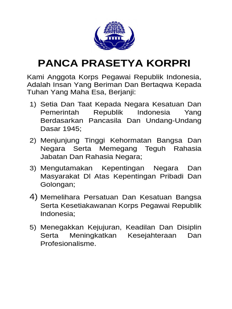 Panca Prasetya Korpri | PDF