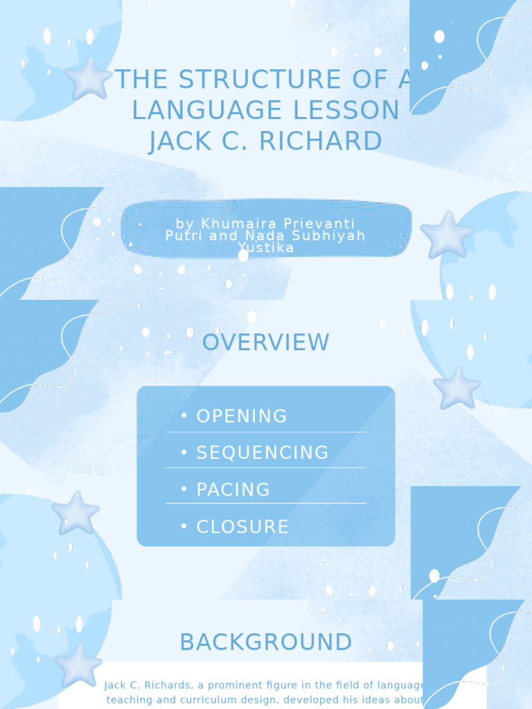 The Structure of A Language Lesson Jack C. Richard | PDF | Teachers ...