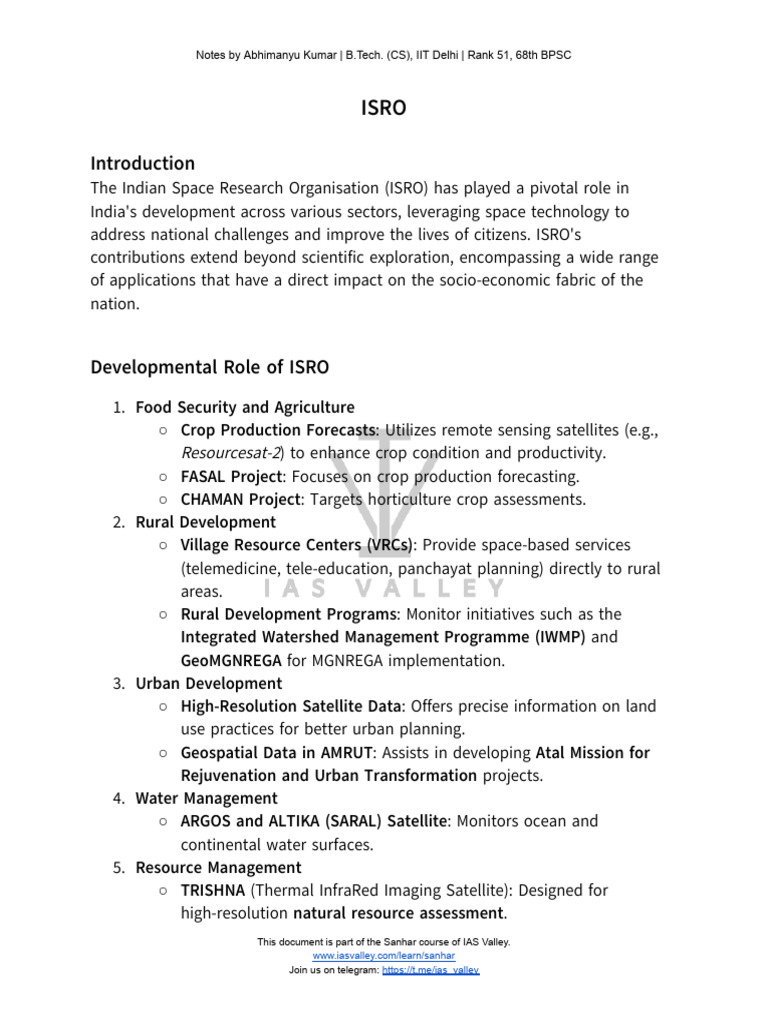 Developmental Role of ISRO | PDF | Outer Space | Astronautics