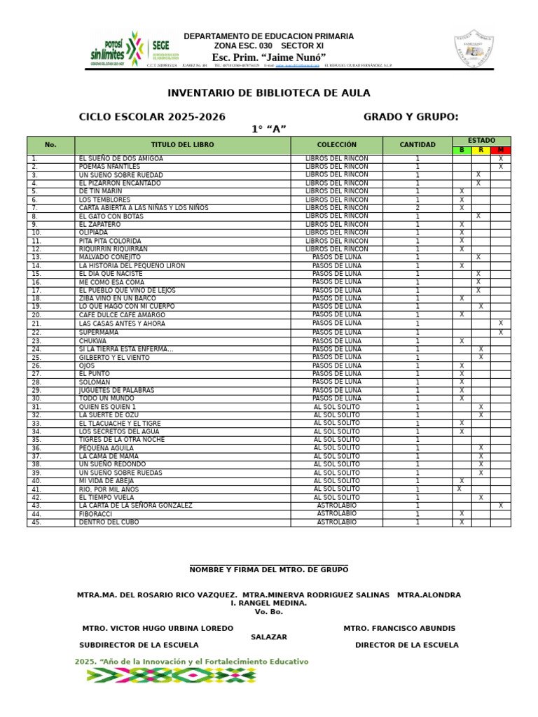 Concentrado Recibos Libros de Aula | PDF