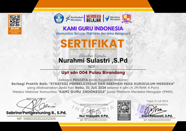 Nurahmi Sulastri, S.PD - Sertifikat Kgi #08 - Berbagi Praktik Baik - Strategi Pembelajaran Dan ...