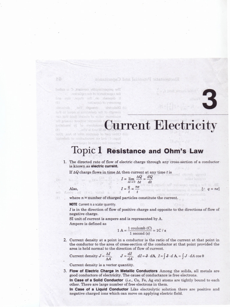 GT - CHA-3 Current Electricity | PDF | Electric Current | Electrical ...