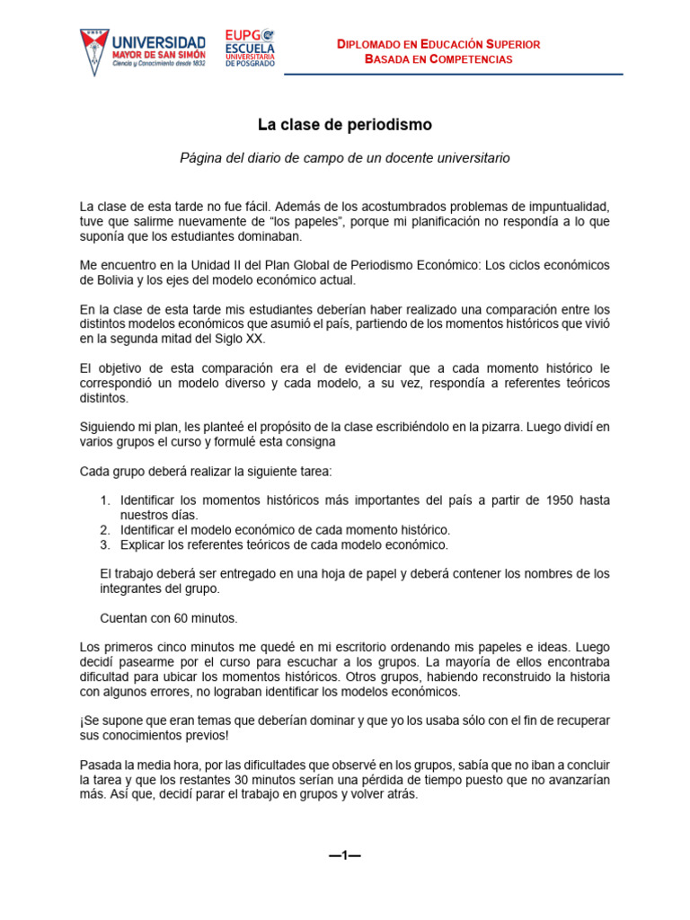 Caso 1. La Clase de Periodismo | PDF