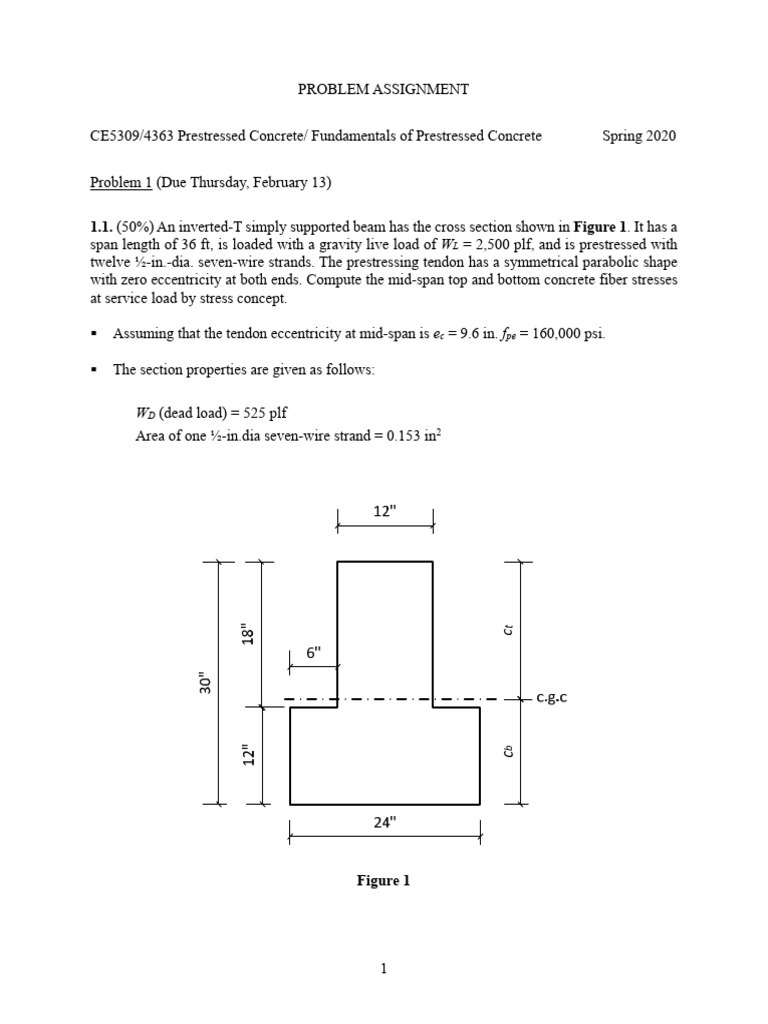 Prestress Concrete Design Homewrok&solution3 | PDF | Beam (Structure) | Prestressed Concrete
