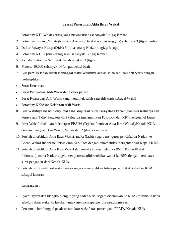 Syarat Penerbitan Akta Ikrar Wakaf | PDF