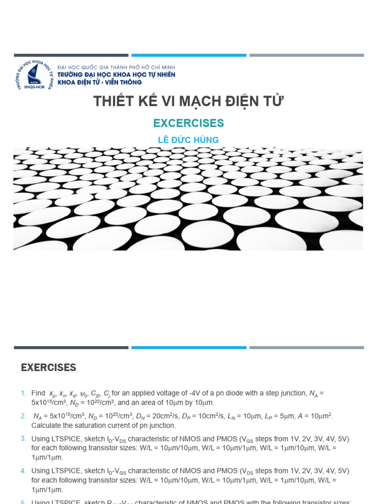 Thiết kế vi mạch điện tử - Exercises - K22 | PDF | Mosfet | Transistor