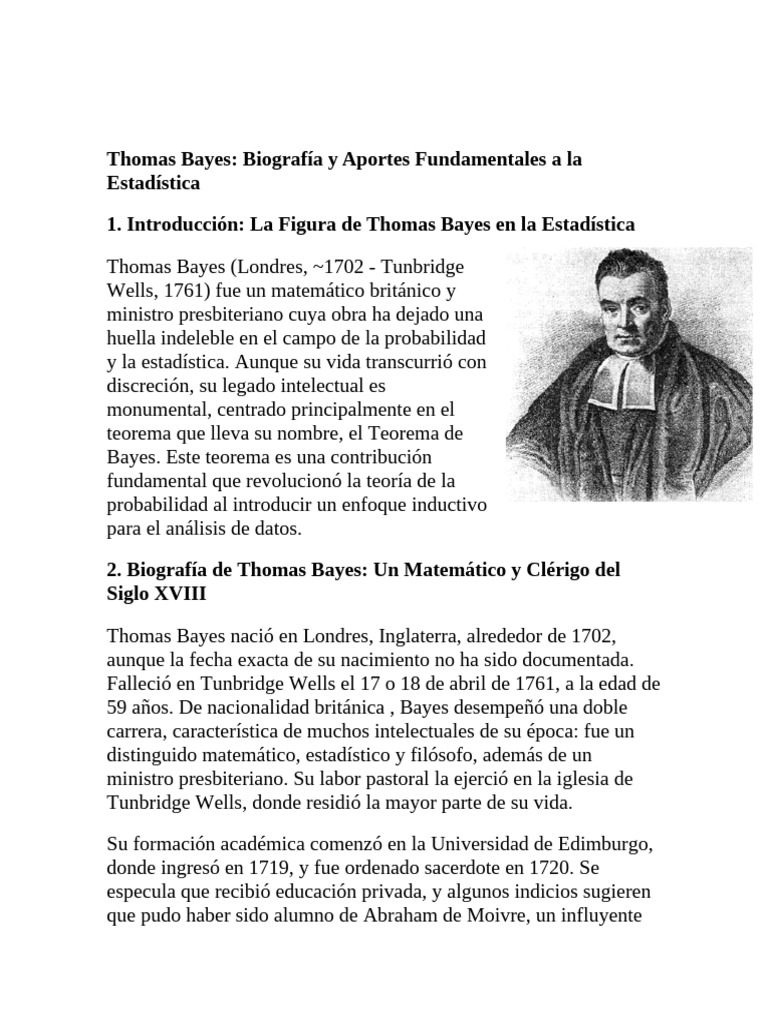 Thomas Bayes | PDF | Probabilidad | Matemáticas
