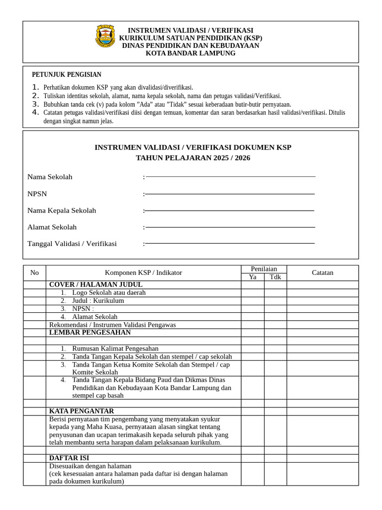 Instrumen KSP 2025-2026 Oke | PDF