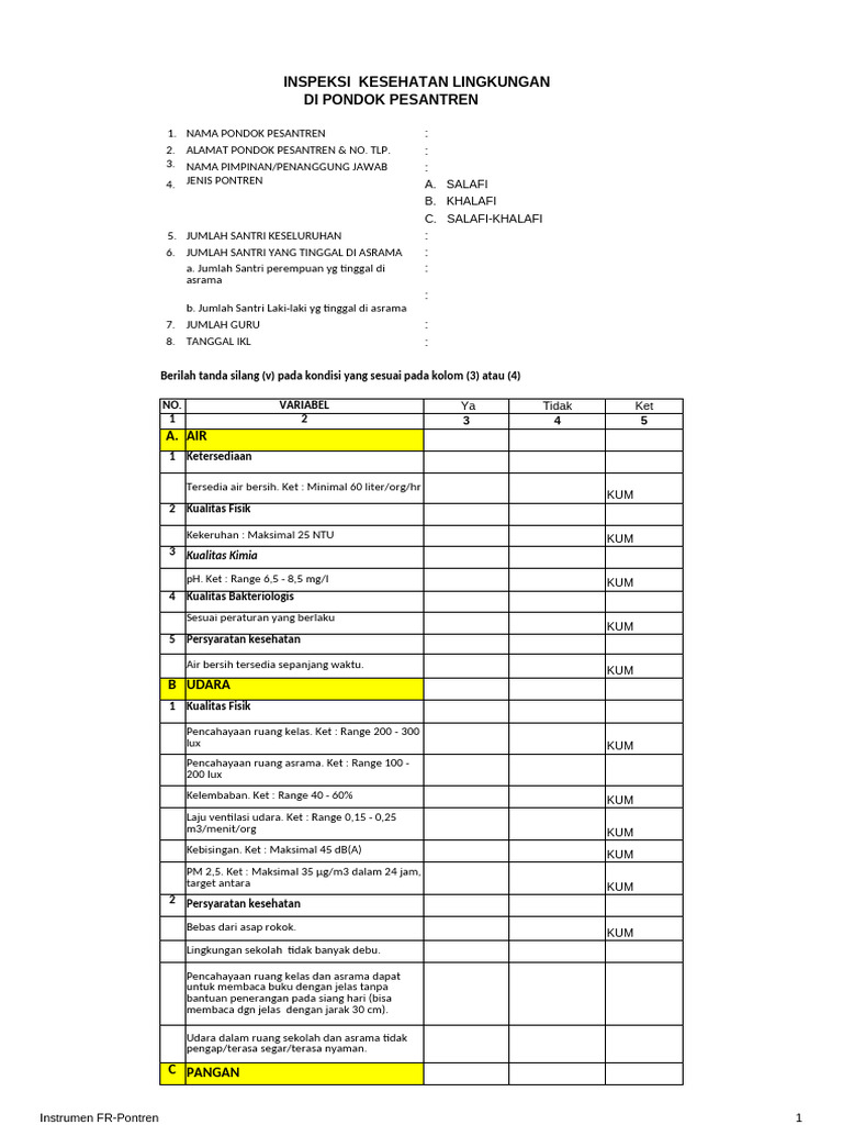 Form IKL Pontren 2025 | PDF