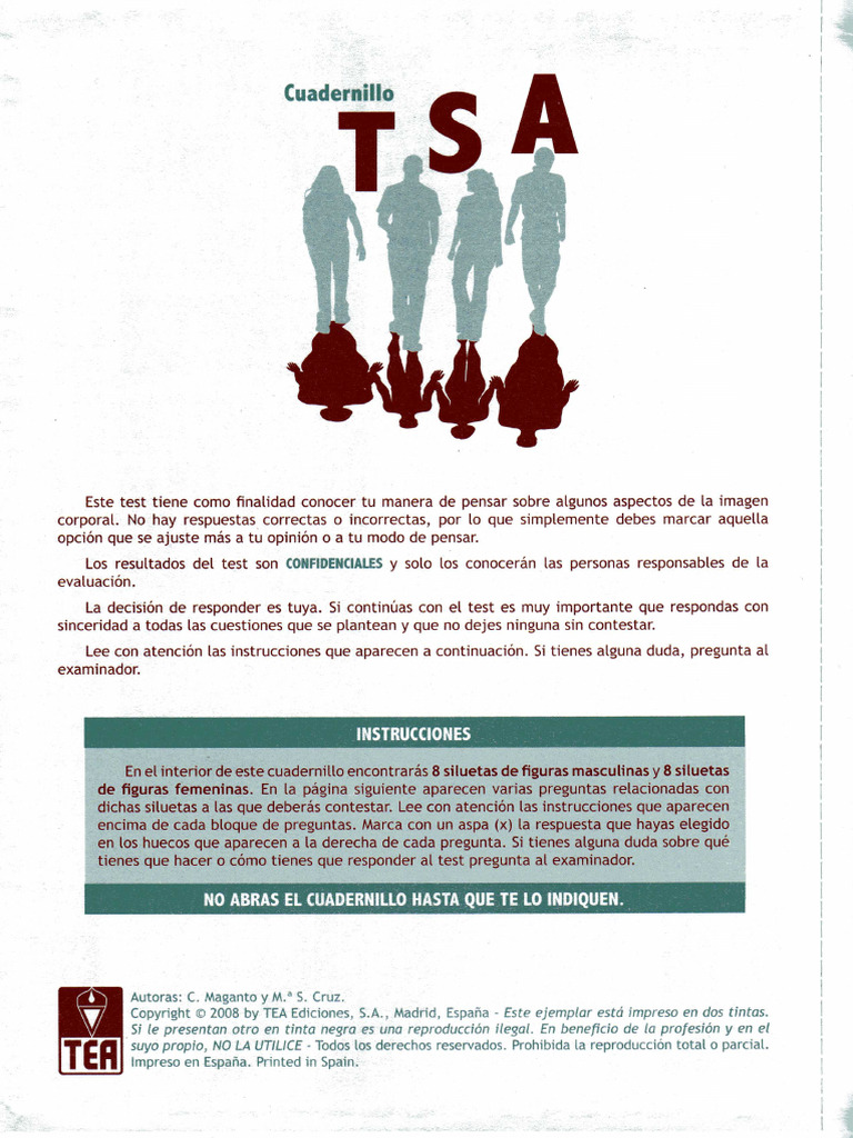 Cuadernillo Test de Siluetas para Adolescentes | PDF